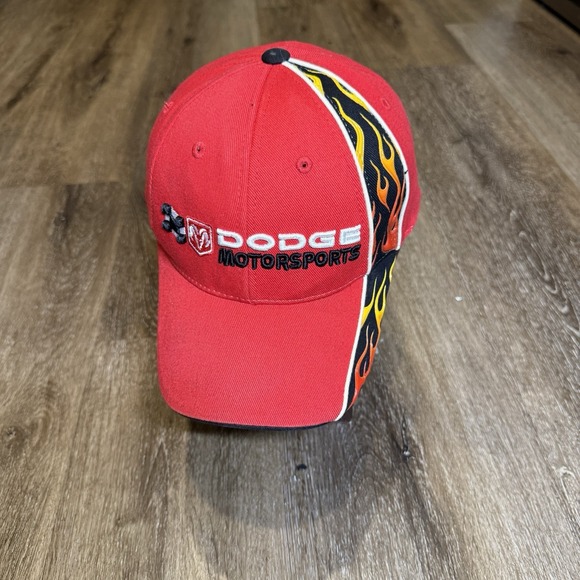 Accessories | Vintage Dodge Hat Red Black Flame Fire Adjustable Strap ...